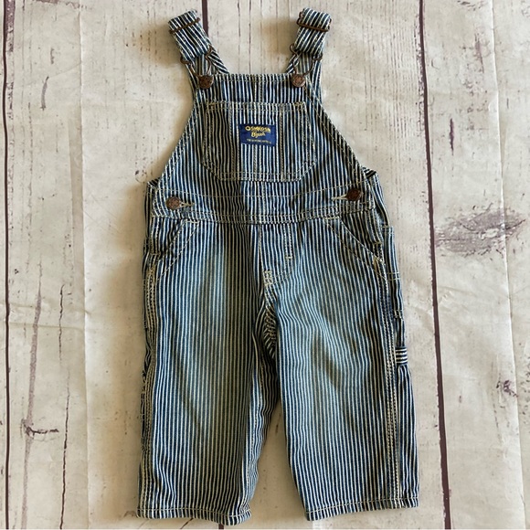 OshKosh B'gosh | Bottoms | Osh Kosh Boys Denim Overalls Blue White ...